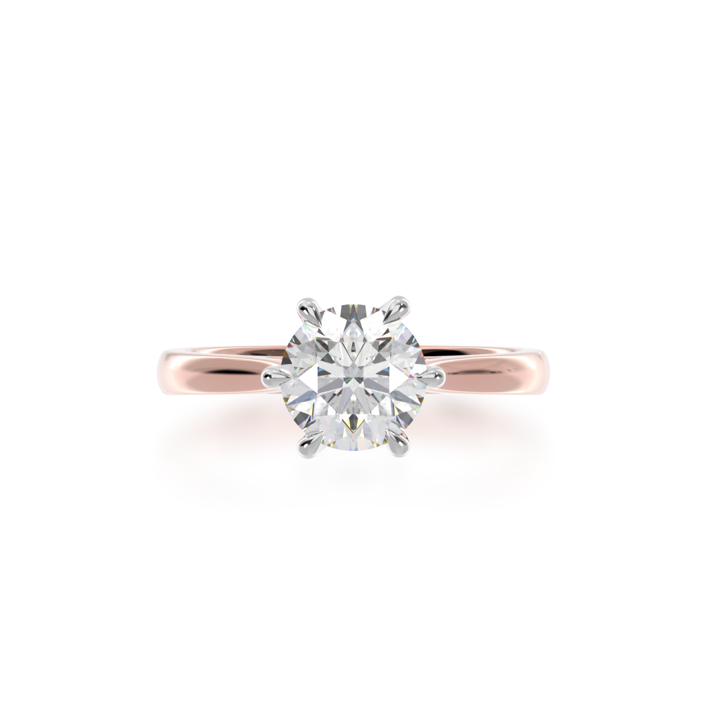 Round brilliant cut diamond solitaire ring on rose gold band – Mondial ...